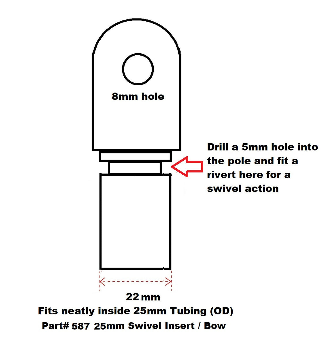 25mm Bow End / Eyelet Ends Part# 587 – Poles Apart Accessories