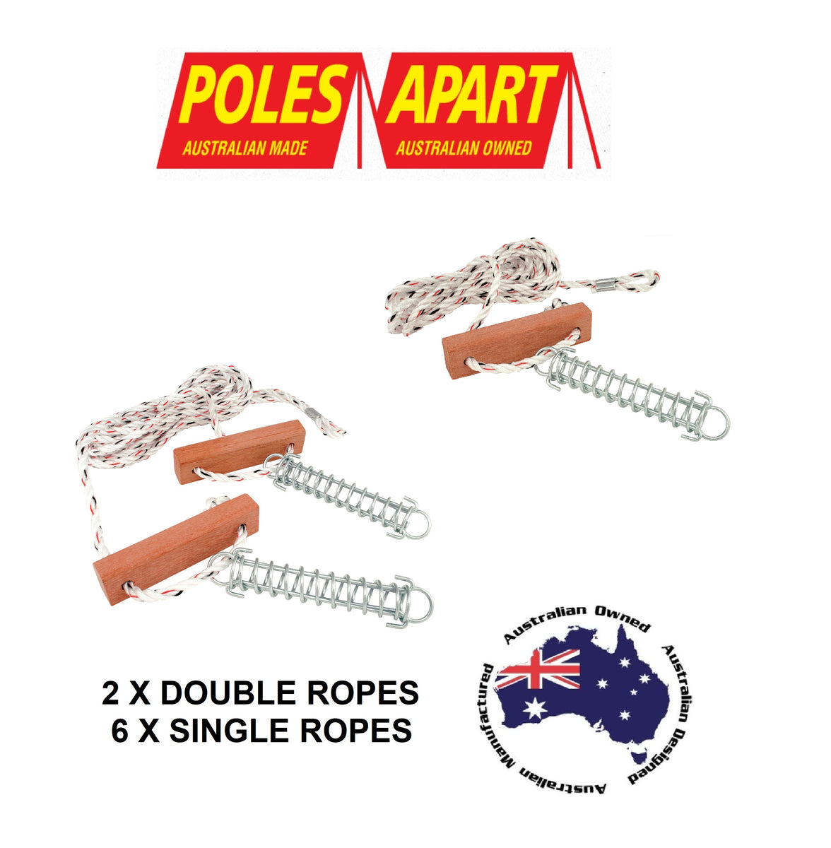 2 Double + 6 Single Ropes with Wood Runners & Springs - Free Freight ...